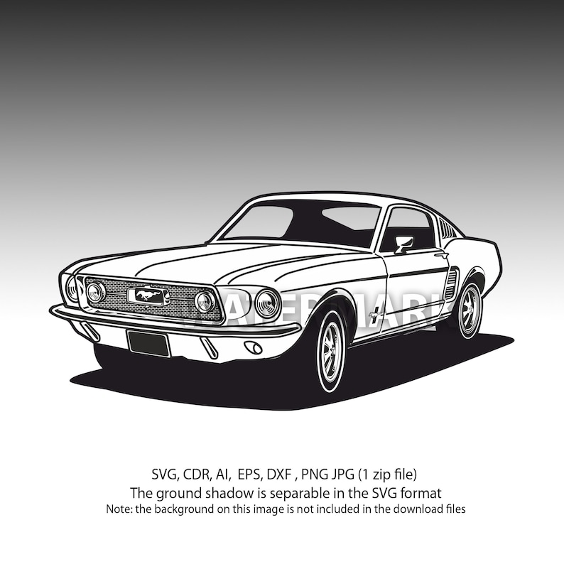 Ford Mustang 1967 Svg,cdr,ai,dxf,eps,png,jpg - Etsy