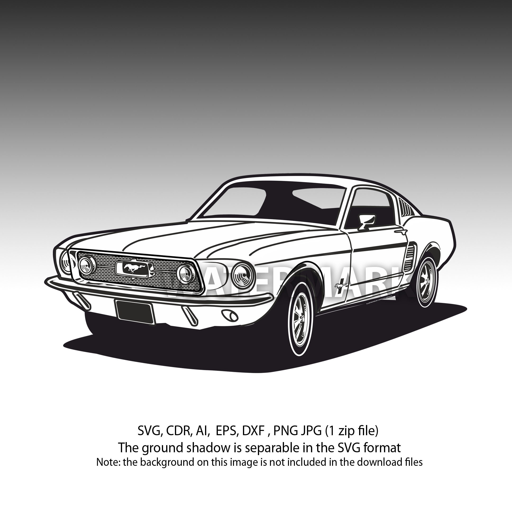 Ford Mustang 1967 Svg,cdr,ai,dxf,eps,png,jpg - Etsy