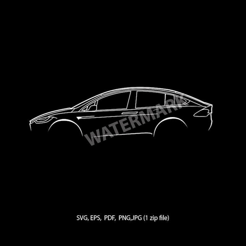 Tesla modelo X Silueta svg,eps,pdf,png,jpg - Etsy México