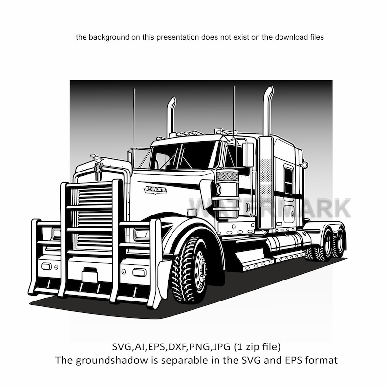 Kenworth W900 Flat Top Semi Truck Svg,dxf,eps,ai,png,jpg - Etsy