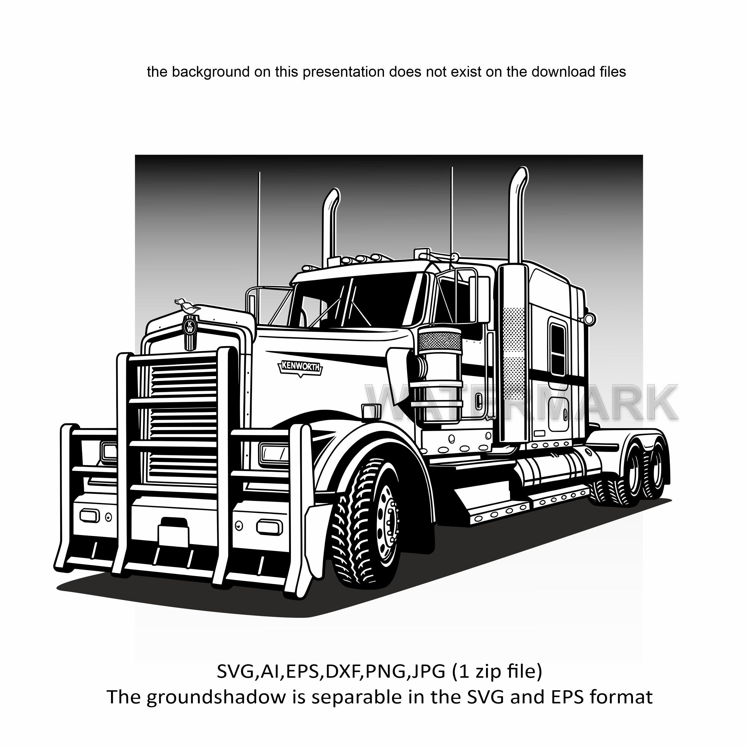Kenworth W900 Flat Top Semi Truck Svg,dxf,eps,ai,png,jpg - Etsy