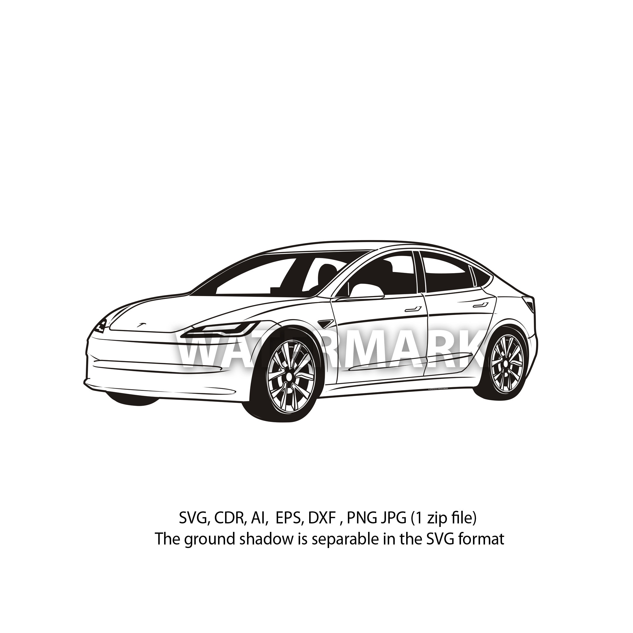 Tesla Model 3 Highland Svg, Cdr, Eps, Ai, Png, Jpg - Etsy