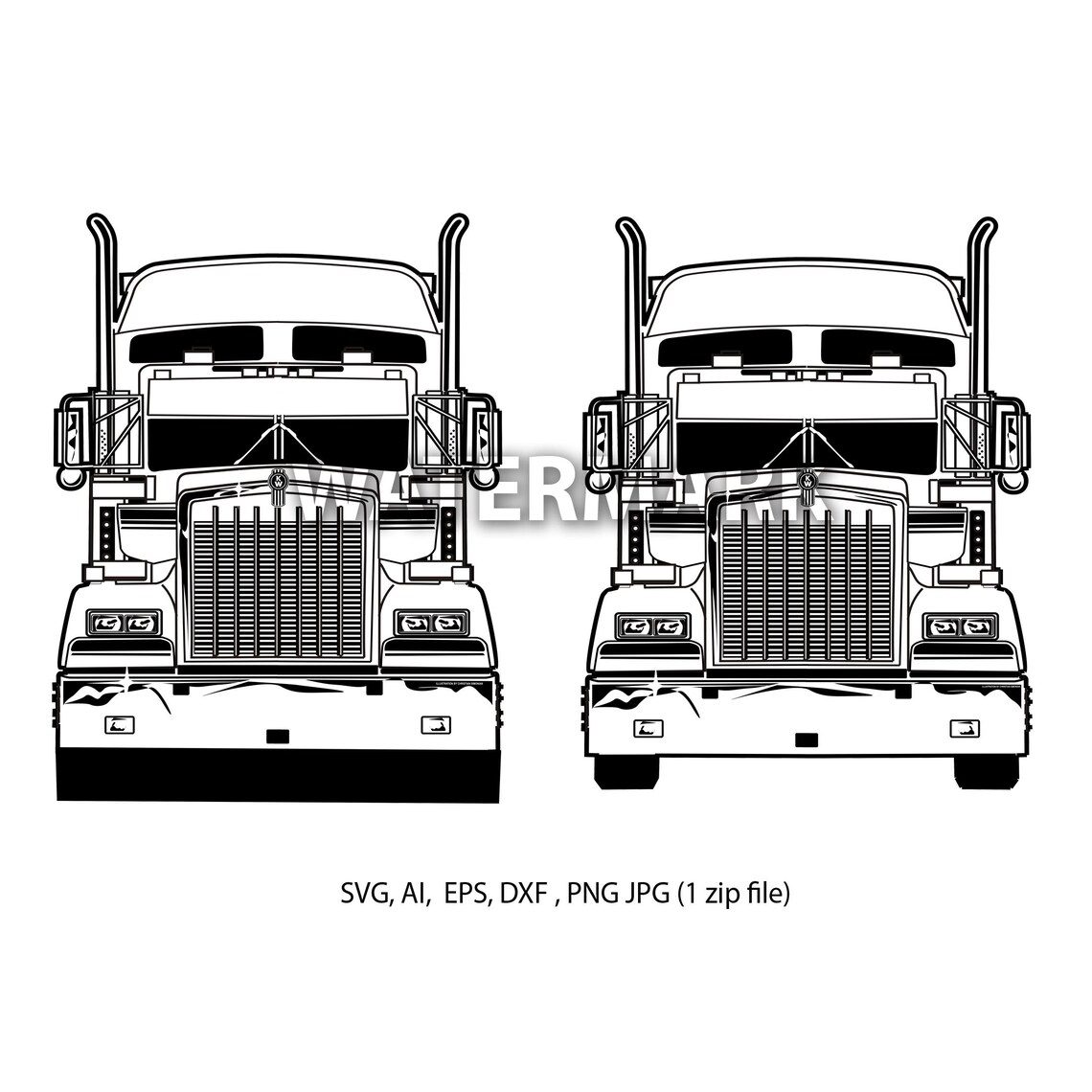 Semi Truck Kenworth Front View Svg,ai,eps,png,jpg - Etsy