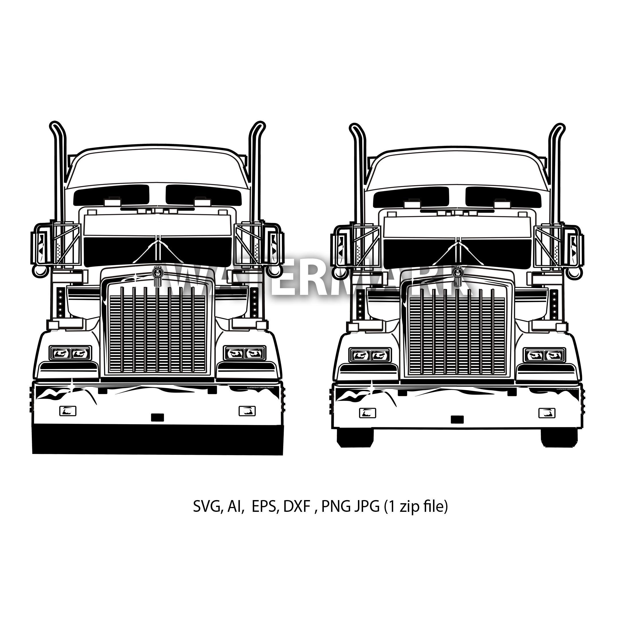 Semi Truck Drawing Front View