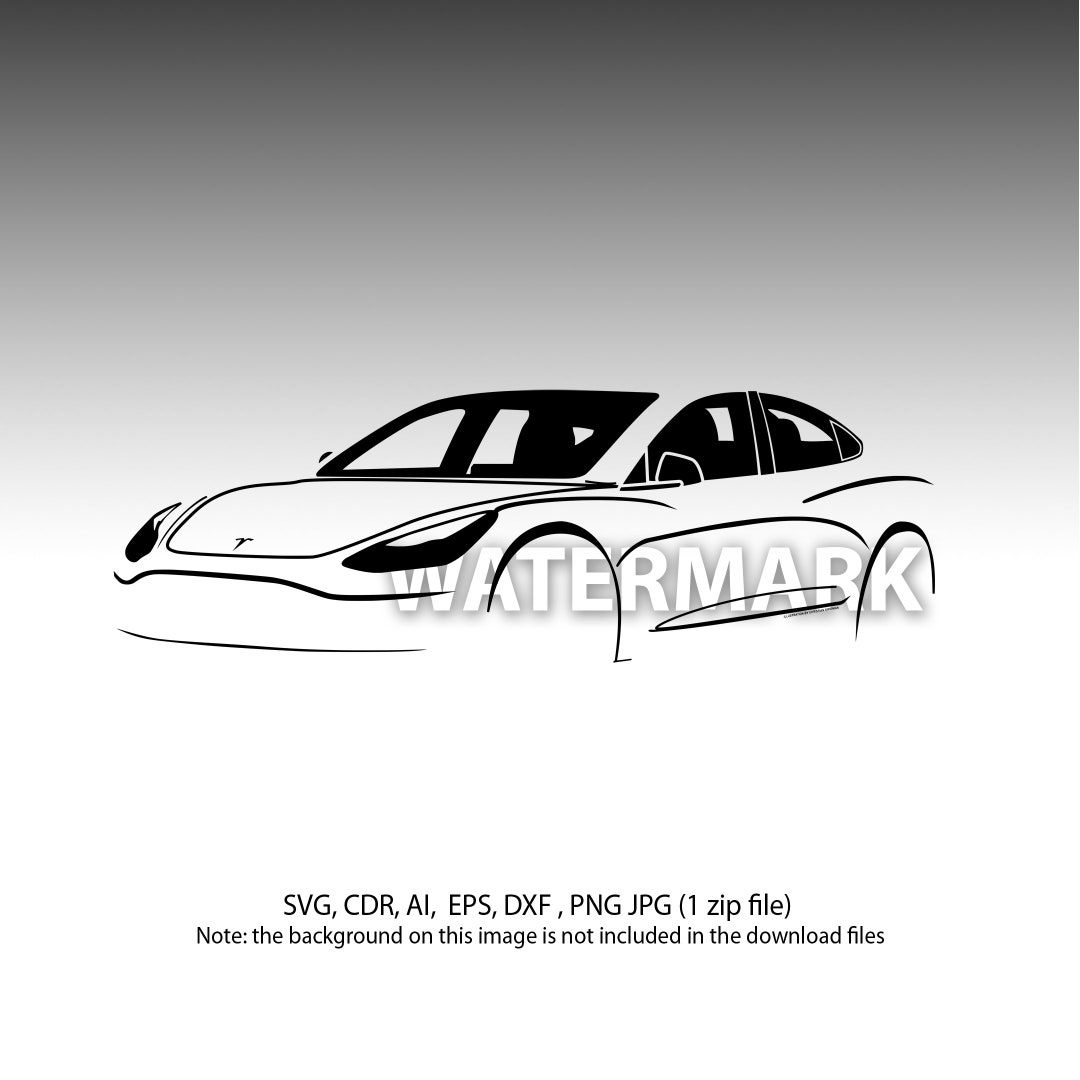 Tesla Model 3 Sketch Svg, Cdr, Eps, Ai, Png, Jpg - Etsy