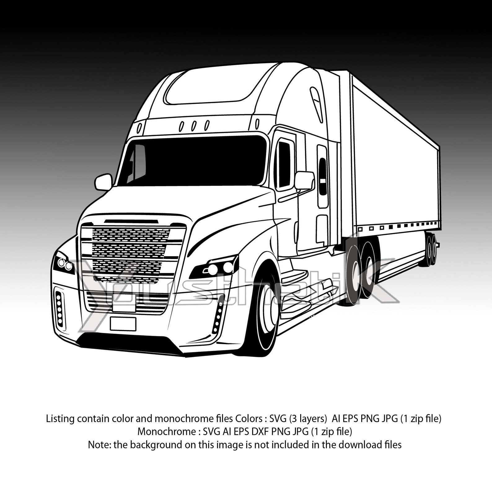 Semi Truck Freightliner Cascadia Trailer Svg,ai,dxf, Eps,png,jpg - Etsy