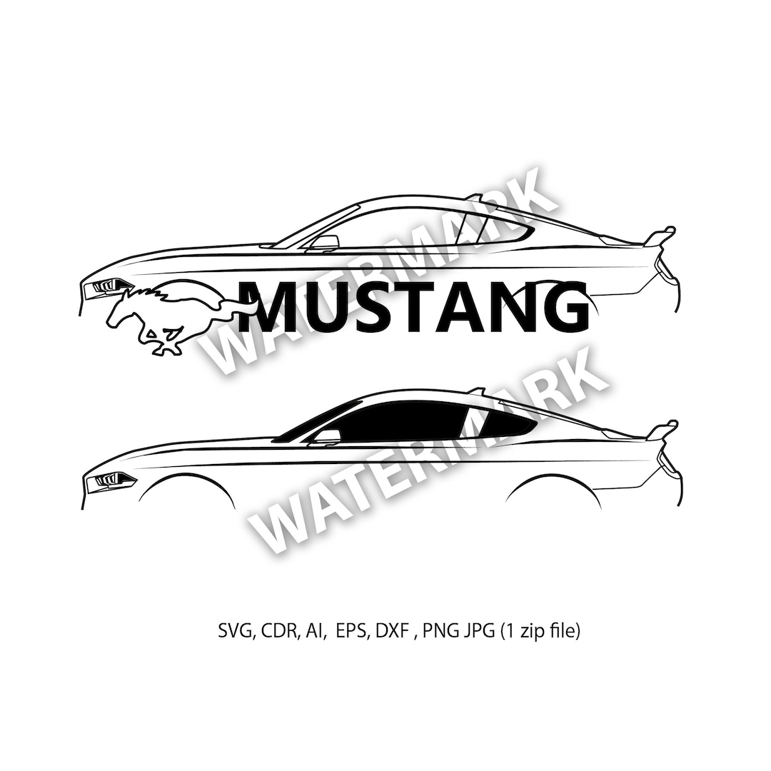 Ford Mustang GT 500 2020 Side View Svg,cdr,ai,dxf,eps,png,jpg - Etsy