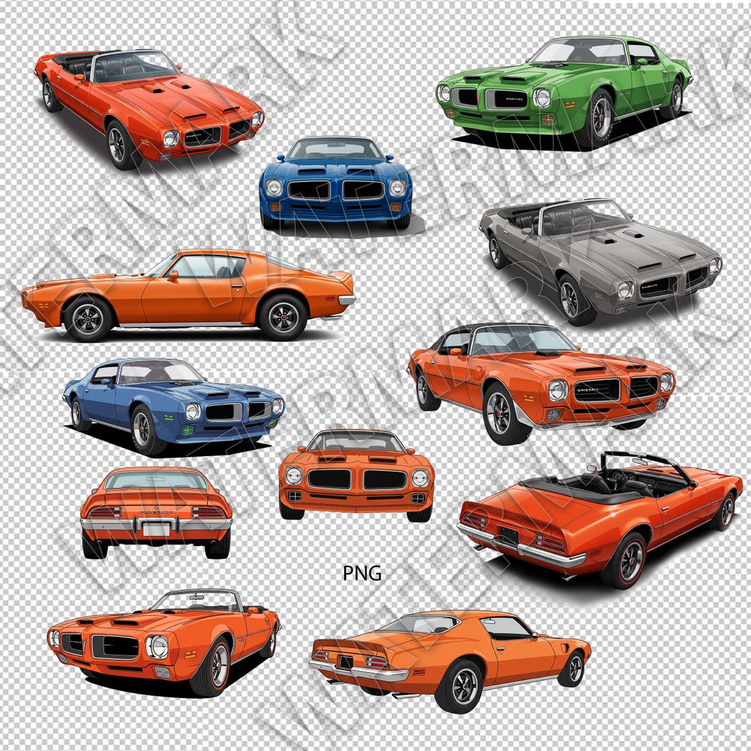 Firebird Pontiac Png Transparent Backgroud 12 Color Designs - Etsy