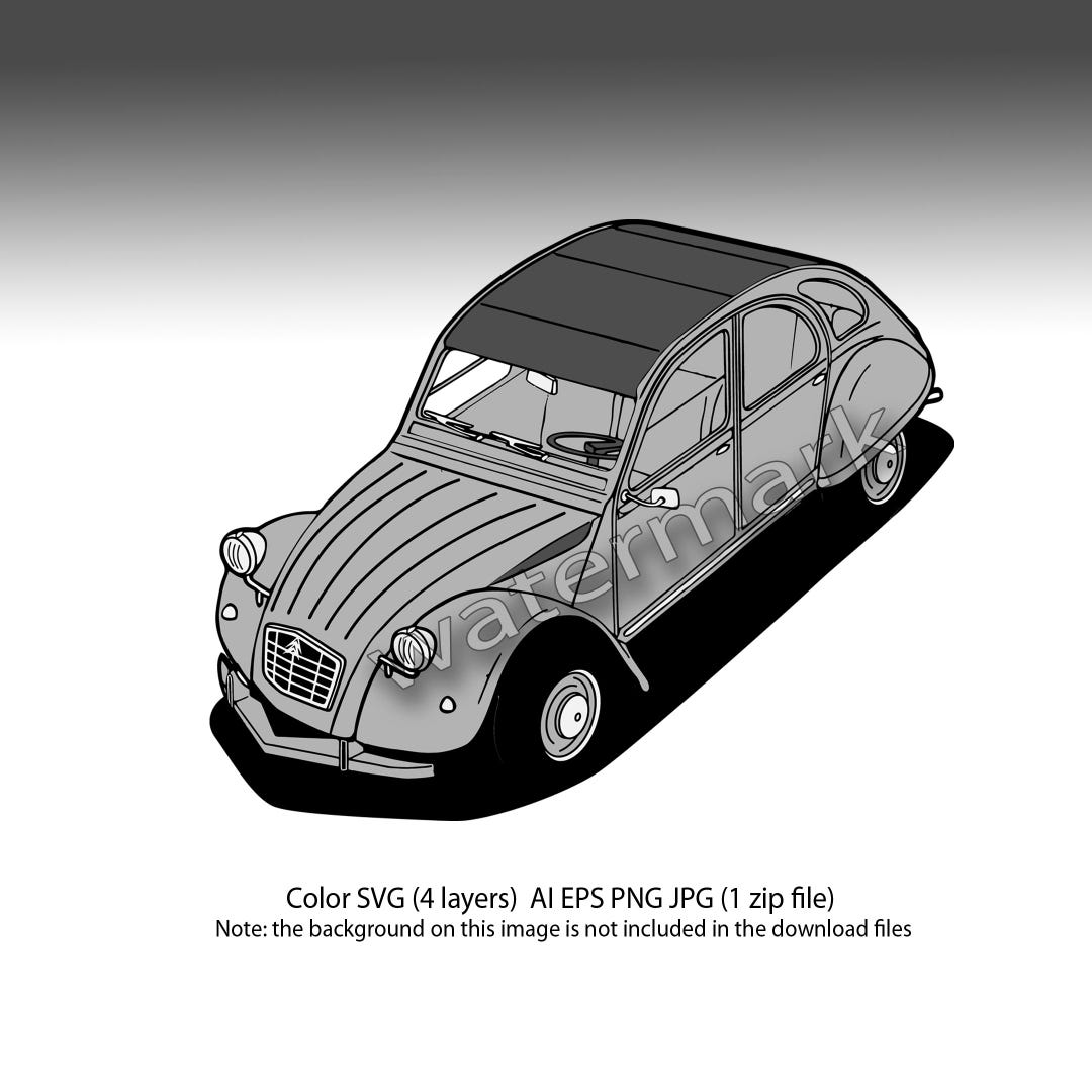 Citroen 2CV Color Layered Svg, Cdr, Eps, Ai, Png, Jpg - Etsy