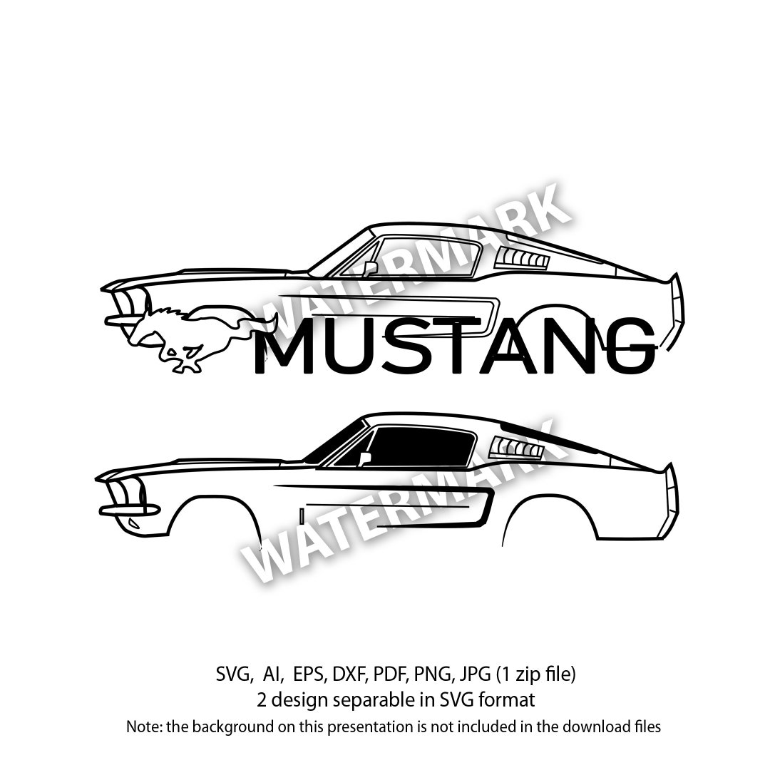 Ford Mustang GT 500 1967 Side View Svg,cdr,ai,dxf,eps,png,jpg - Etsy
