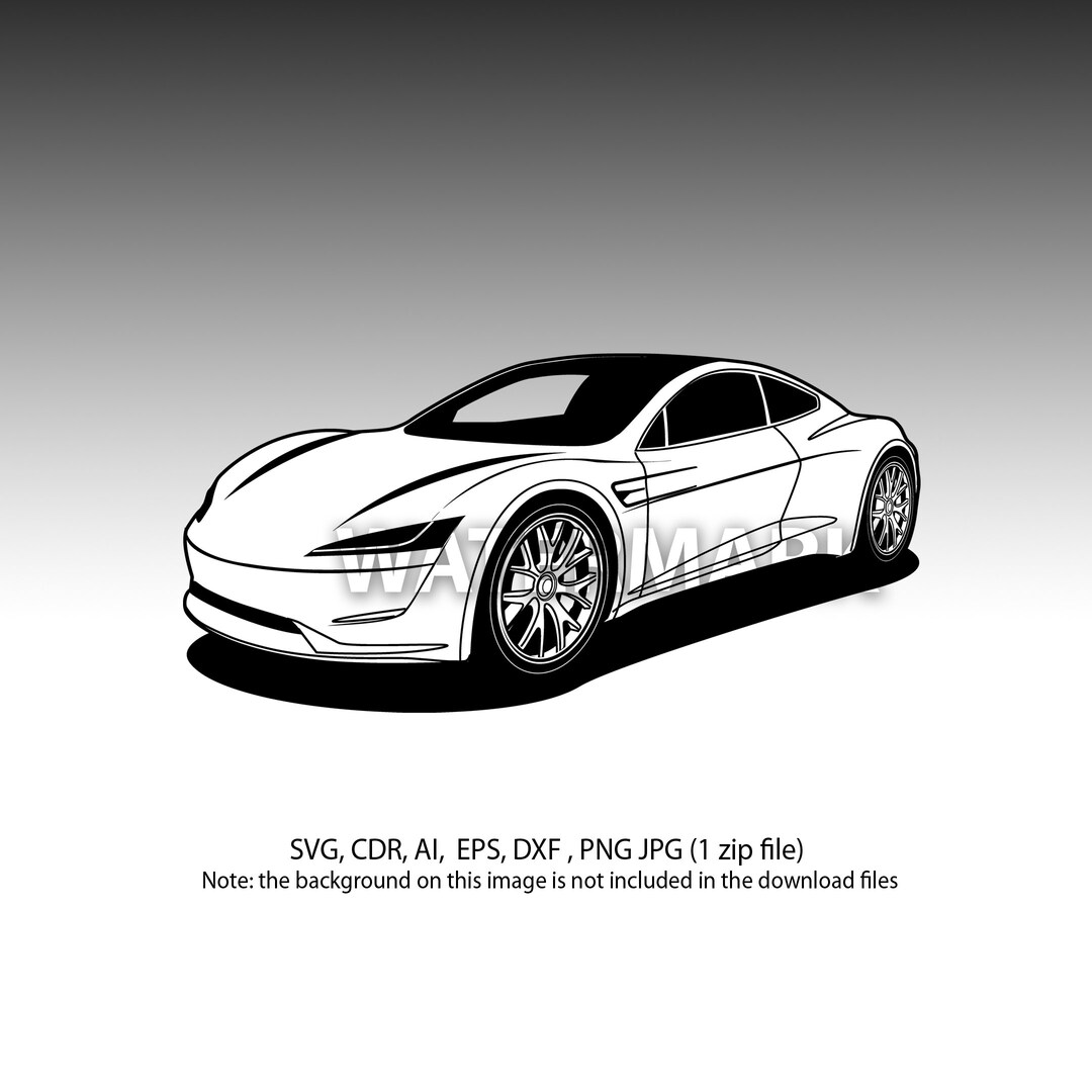 Tesla Roadster Svg, Cdr, Eps, Ai, Png, Jpg - Etsy