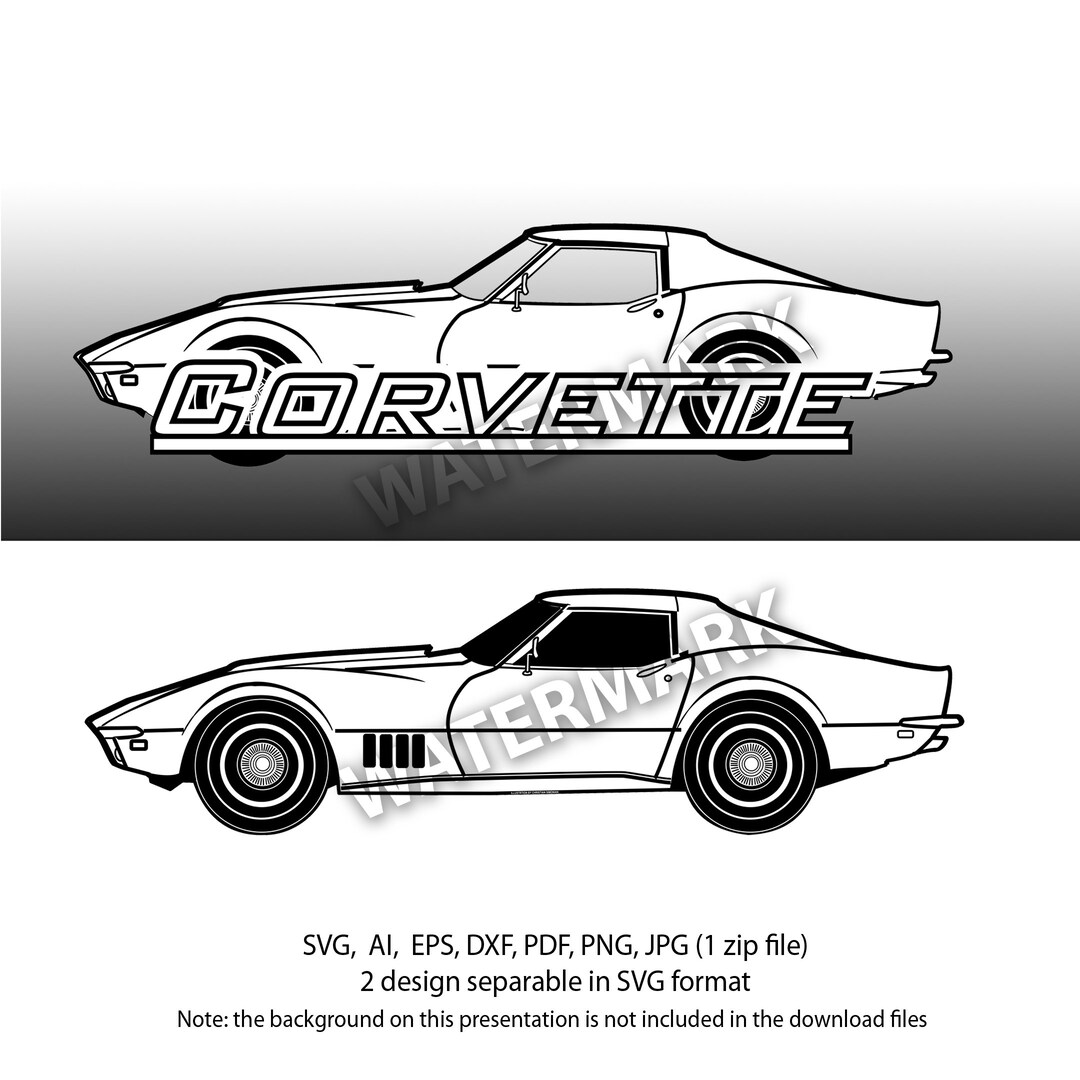 Chevrolet Corvette 1969 Side View Svg,cdr,ai,dxf,eps,png,jpg - Etsy