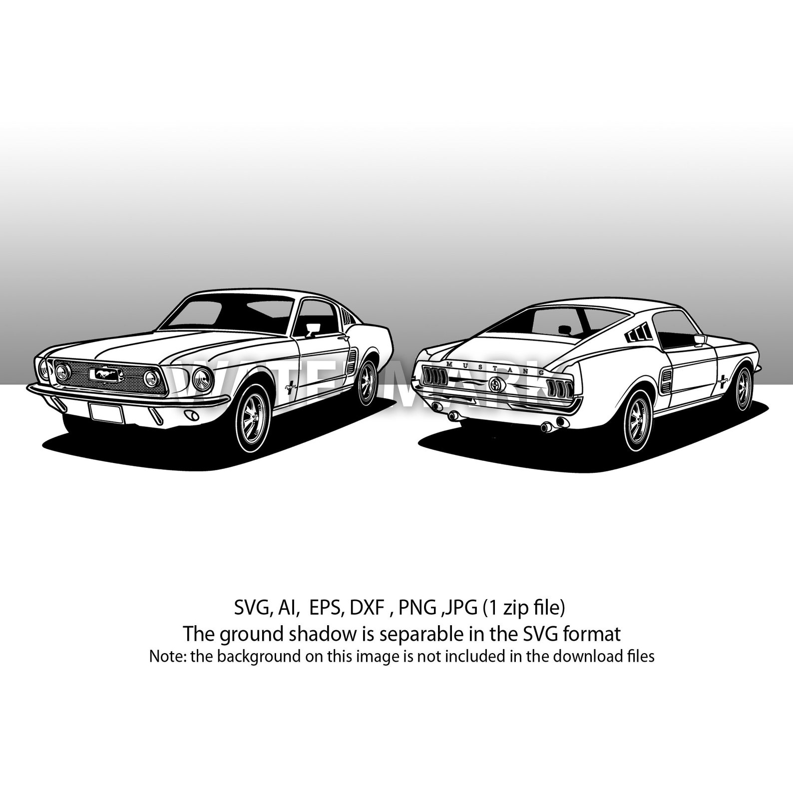 Ford Mustang 1967 Front and Back View Svg,cdr,ai,dxf,eps,png,jpg - Etsy