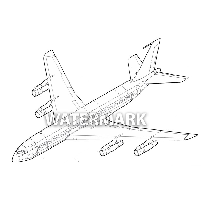 Boing 707 Svg, Eps, Ai, Dxf, Ai, Png, Jpg - Etsy