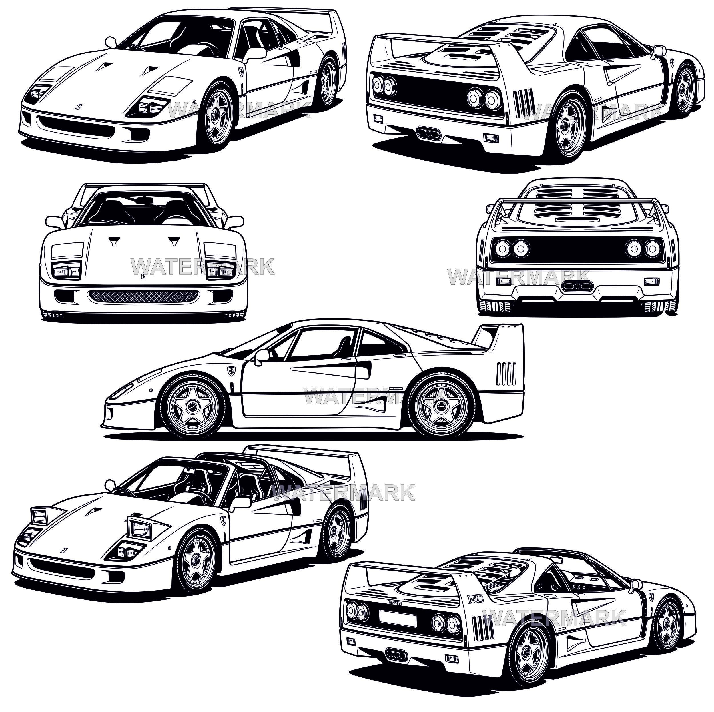 Ferrari Outline Sketch