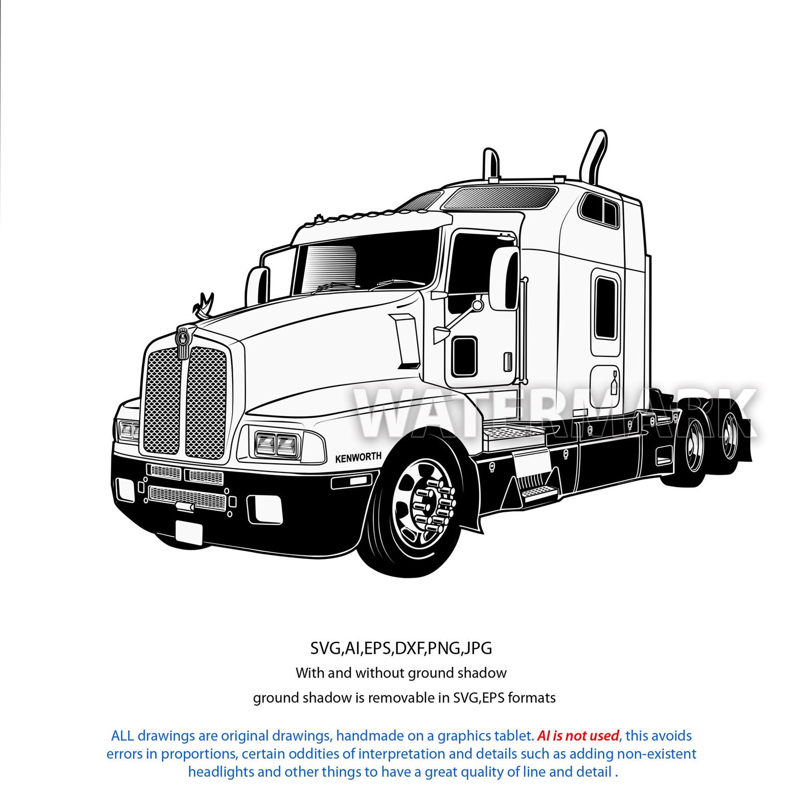 Semi Truck Kenworth T600 Svg,ai,eps,png,jpg - Etsy