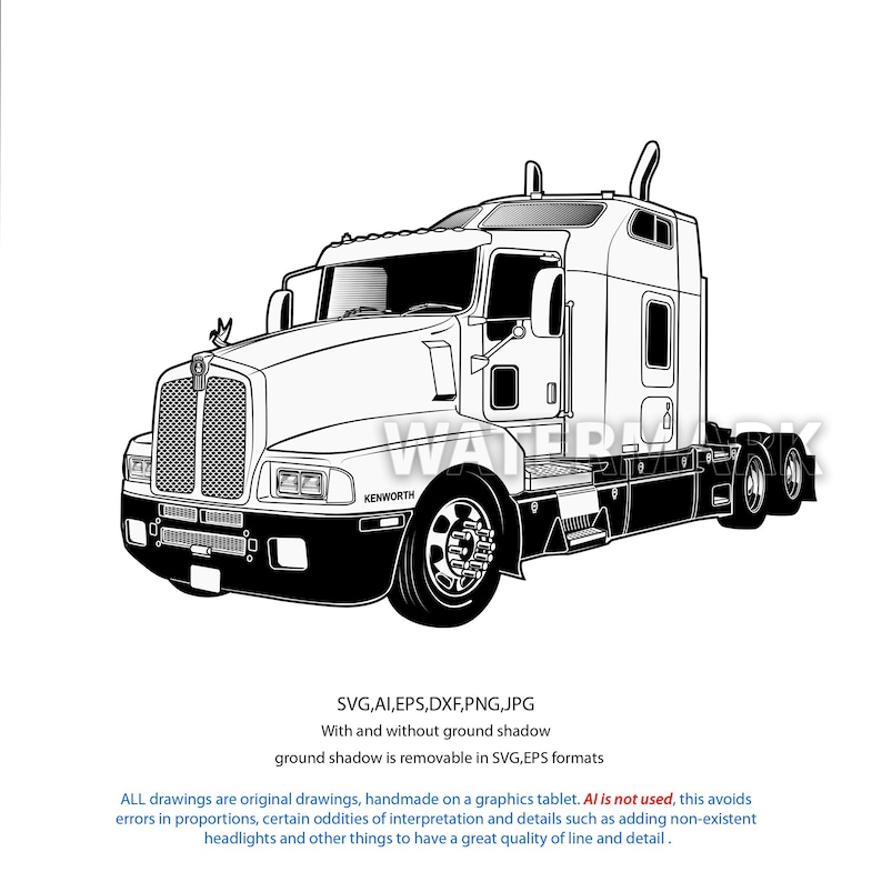 Semi Truck Kenworth T600 Svg,ai,eps,png,jpg - Etsy