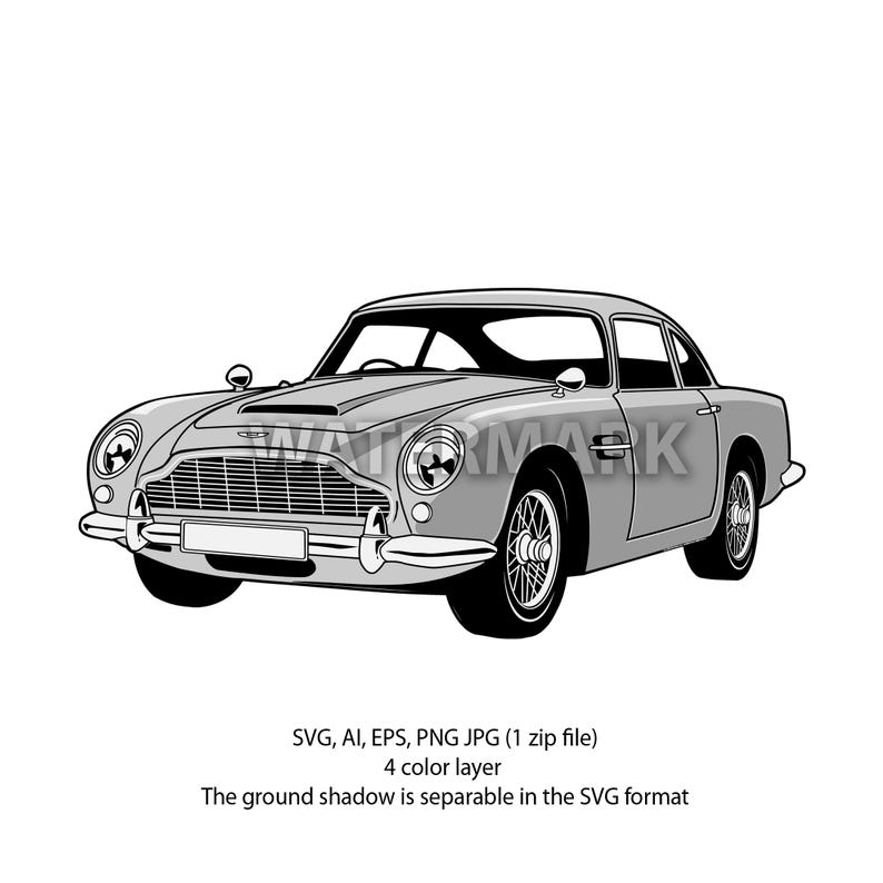 Aston Martin DB 5 Color Layered Svg, Eps, Ai, Png, Jpg Car Vector - Etsy