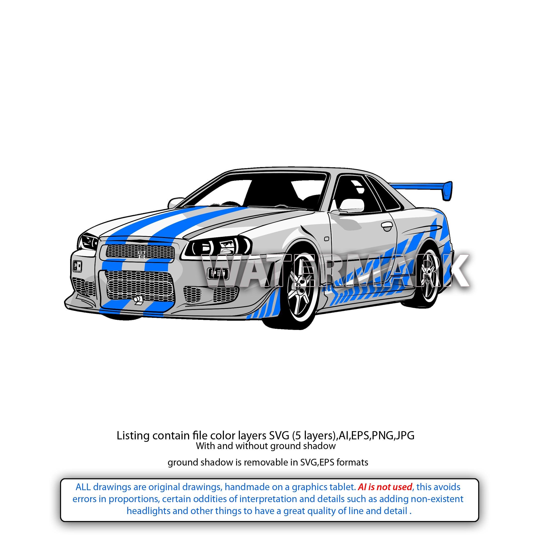 Nissan Skyline Color Layered Svg,cdr,ai,dxf,eps,png,jpg - Etsy
