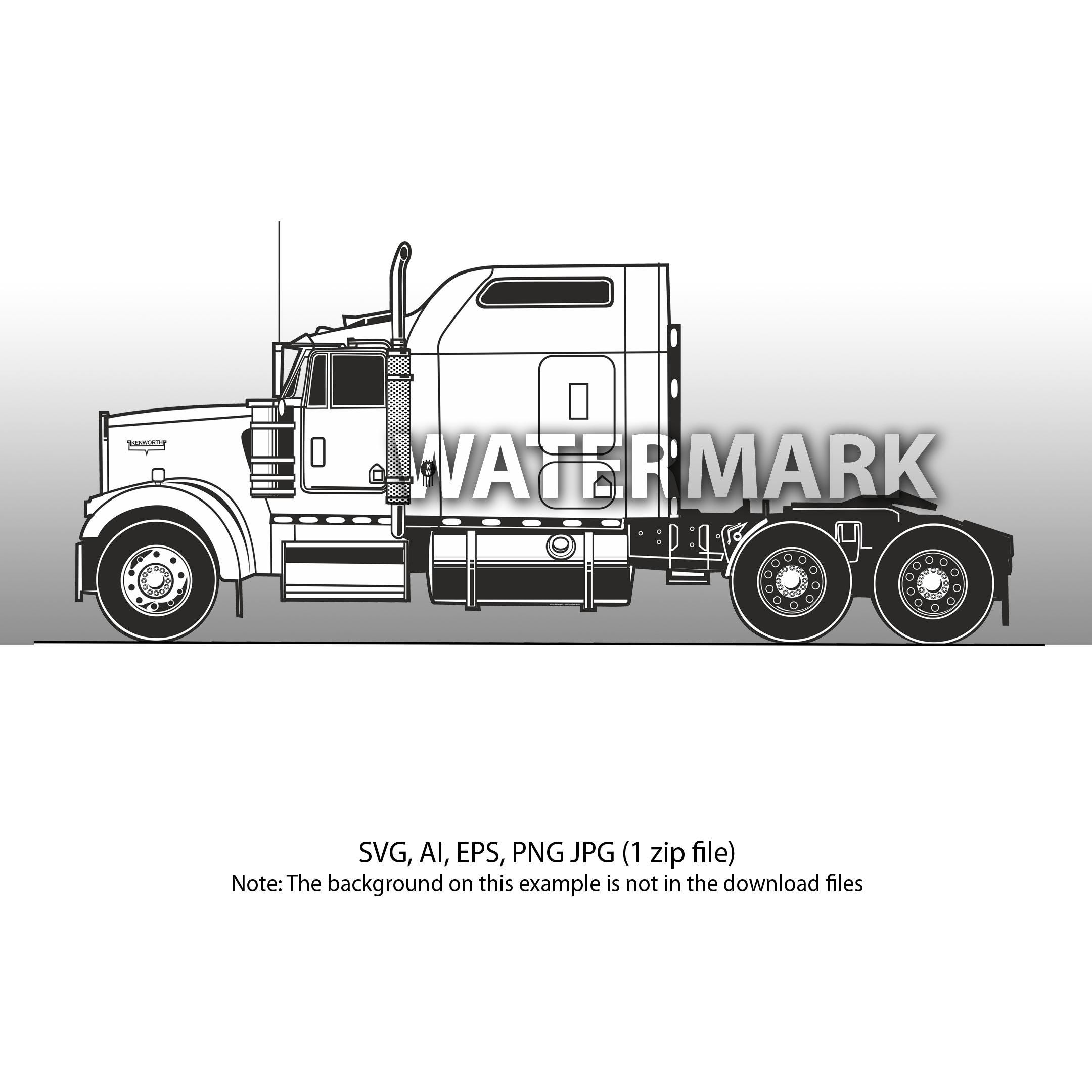 Semi Truck Side View Drawing