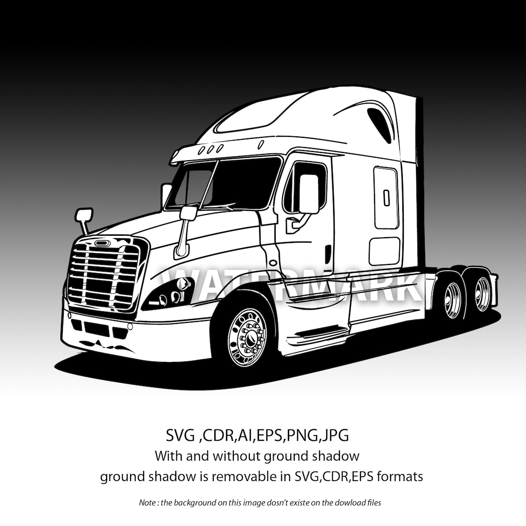 Semi Truck Freightliner Cascadia Svg,ai,dxf,eps,png,jpg - Etsy