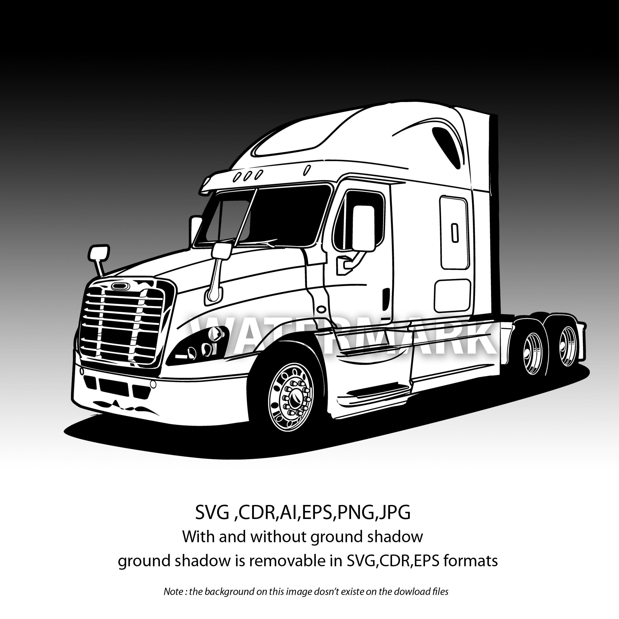 Semi Truck Freightliner Cascadia Svg,ai,dxf,eps,png,jpg - Etsy