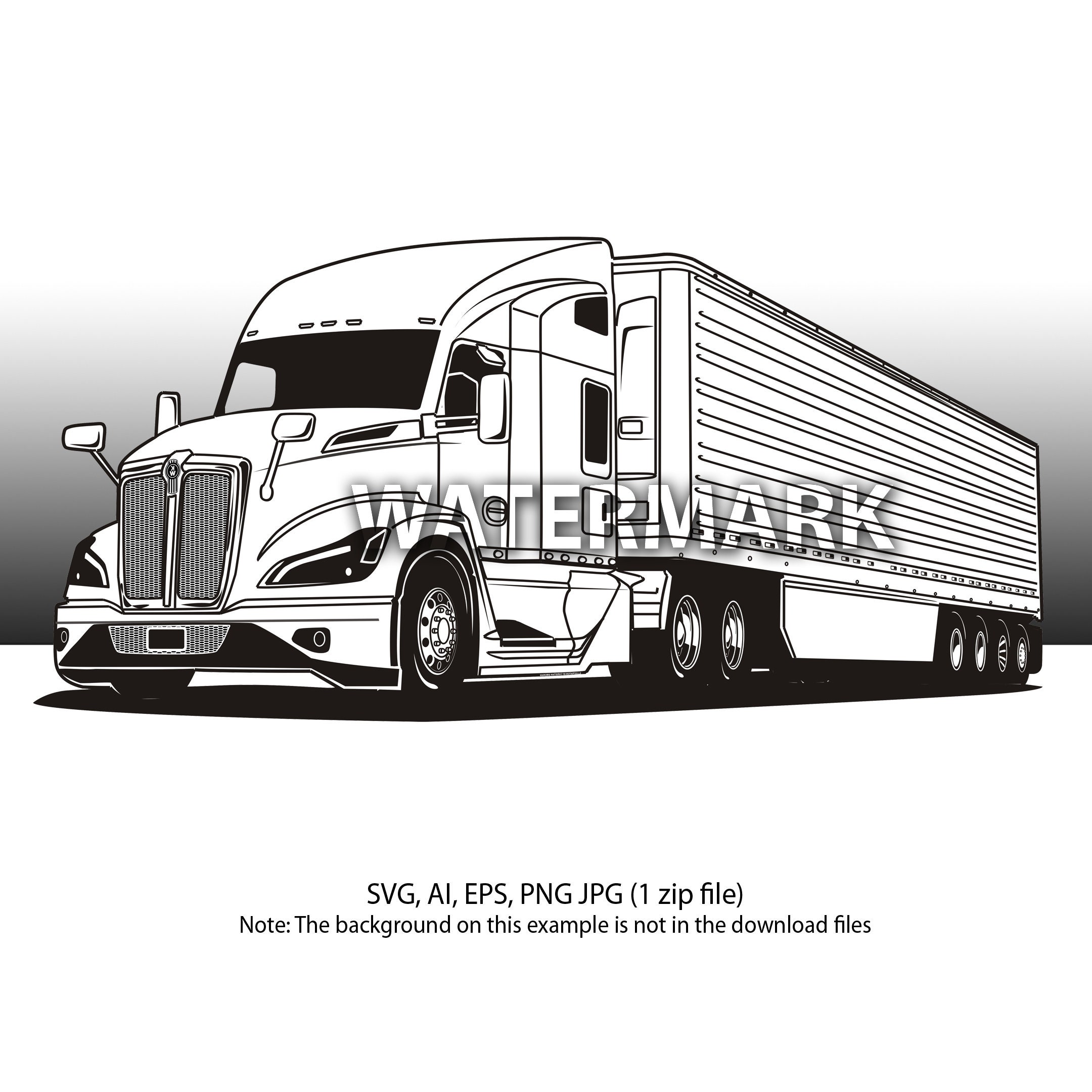 Semi Truck Kenworth T 680 With Trailer Svg,ai,eps,png,jpg - Etsy