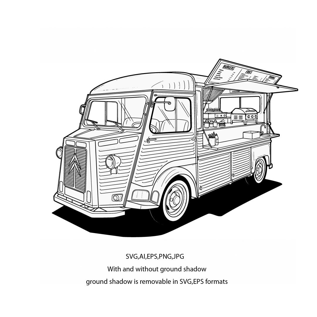Food Truck Citroen Van H Type Svg, Eps, Ai, Png, Jpg - Etsy