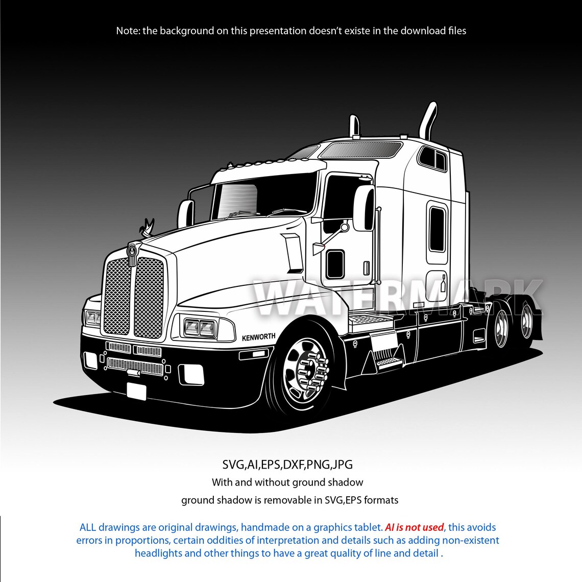 Semi Truck Kenworth T600 Svg,ai,eps,png,jpg - Etsy