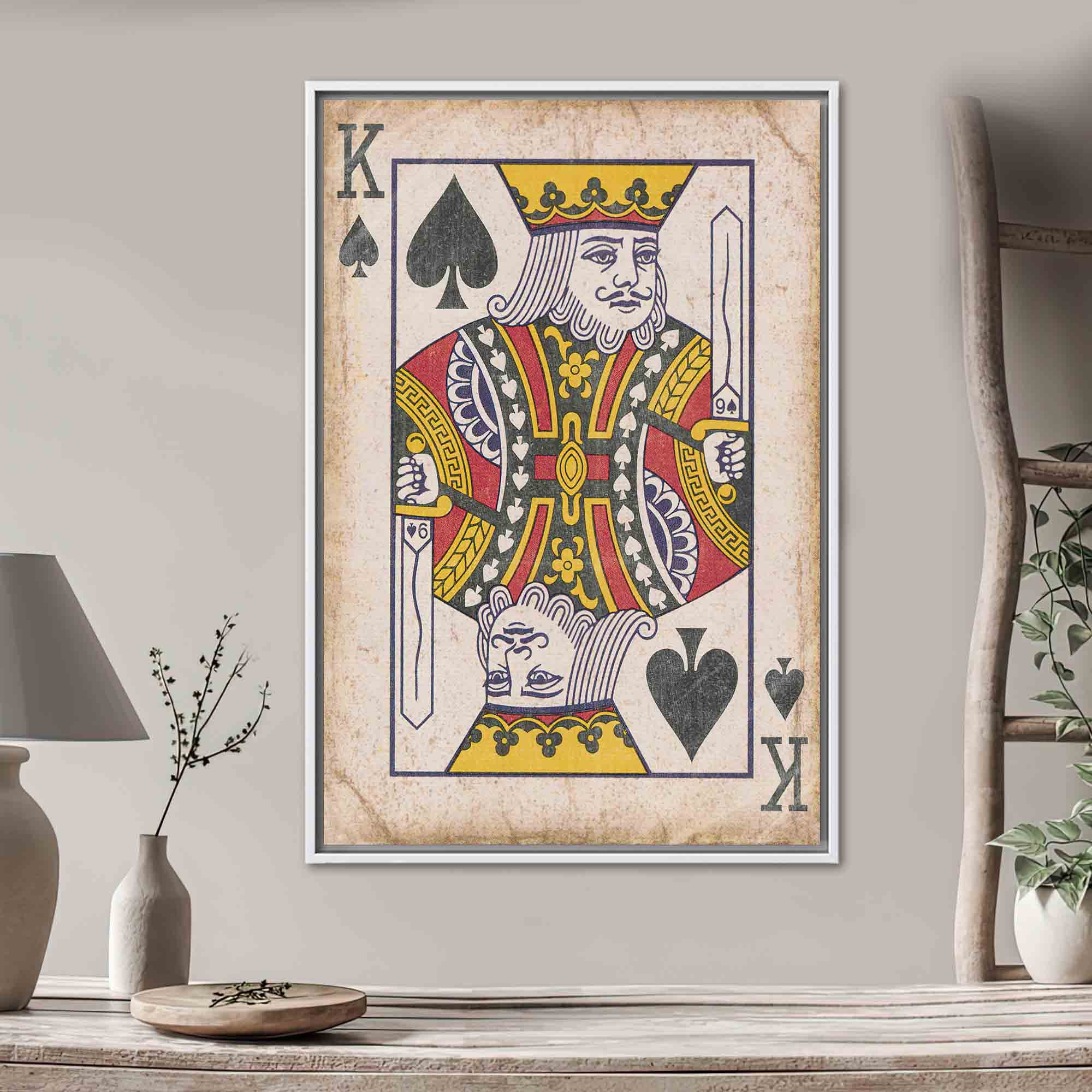 King Printed, Playing King Card Art Canvas, Playing Card Art, Card Wall ...