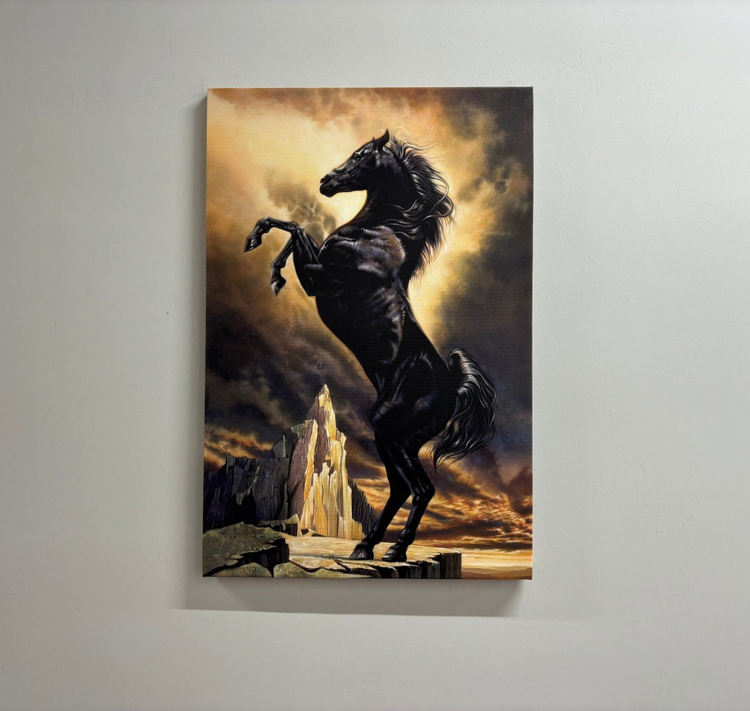Black Stallion, Black Horse Poster, Animal Art, Black Stallion Canvas ...