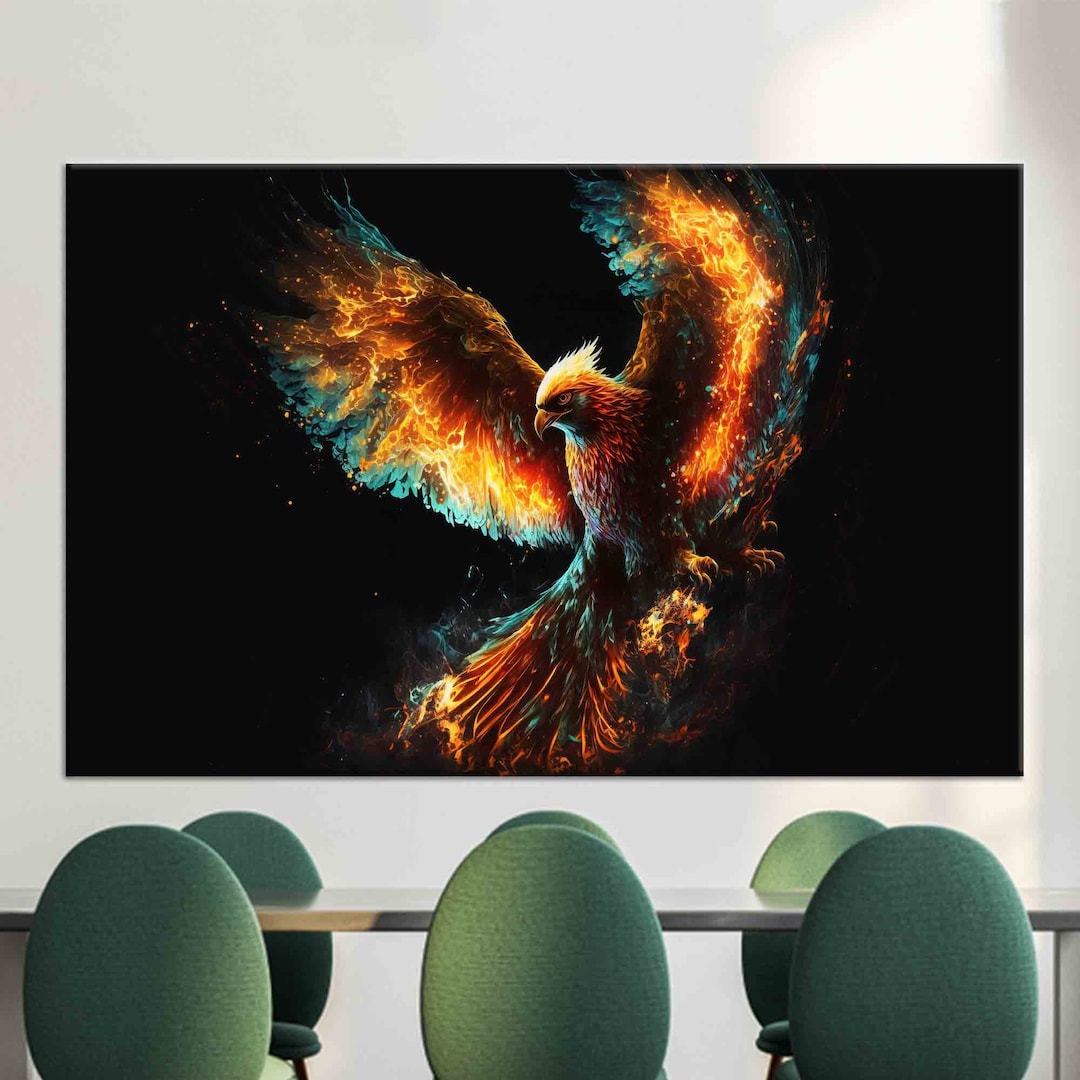 Personalized Gift, Phoenix Bird Wall Art, Animal Canvas Decor, Phoenix ...