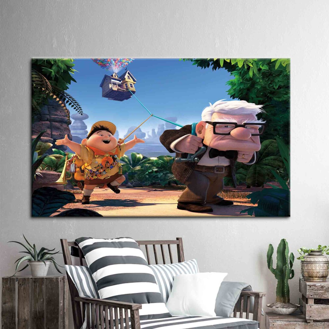 Air House Wall Art, Abstract Canvas Art, Movie up House Canvas, Dog ...