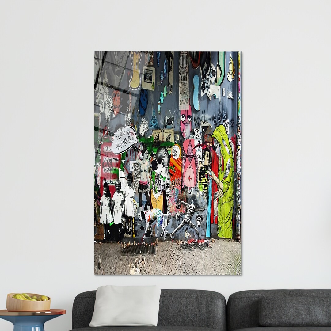 Banksy Graffitiglass Wall Decorbanksy Graffiti Glass Wall - Etsy