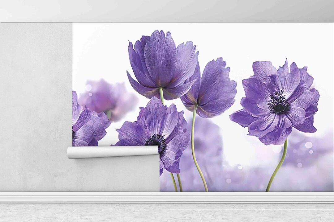 Modern Wall Print, Purple Flower Paper Craft, Botanical Wallpaper ...