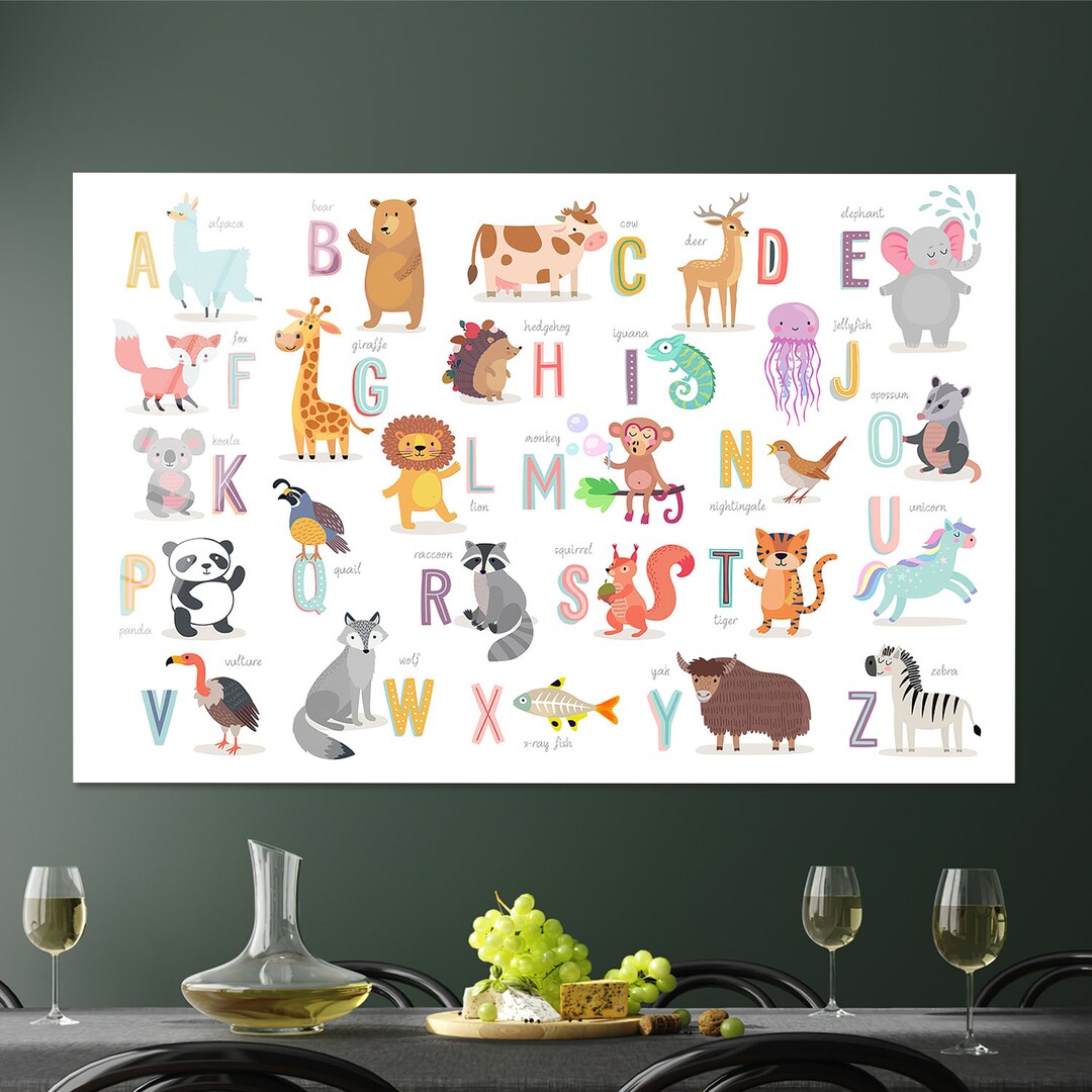 Kids Alphabet Glass Wall Art,large Glass Wall Art,wall Art,playroom ...