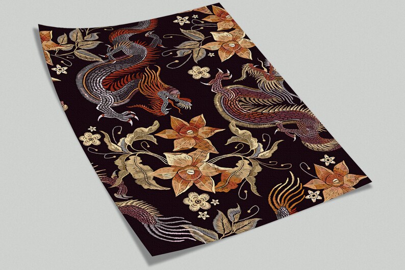 Chinese Dragon Wall Paper, Japanese Pattern Wall Print, Modern Wall ...