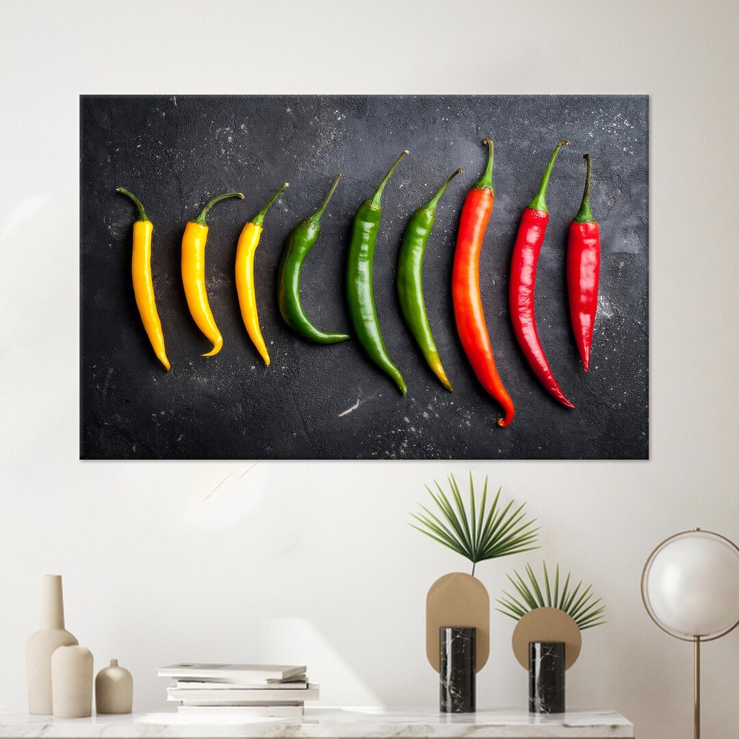 Colorful Peppers Wall Art, Kitchen Canvas Gift, Modern Art ...