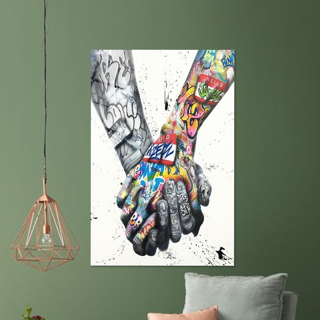 Street Graffiti Art Graffiti Hands Wall Art Couple Hands - Etsy