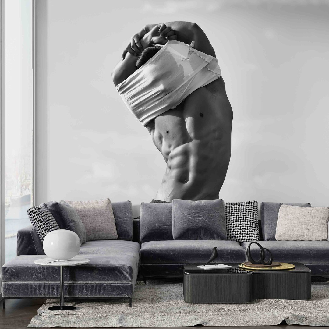 Sexy Man Paper Art, Sexy Mural, Modern Wall Decal, 3D Wall Mural, Naked ...