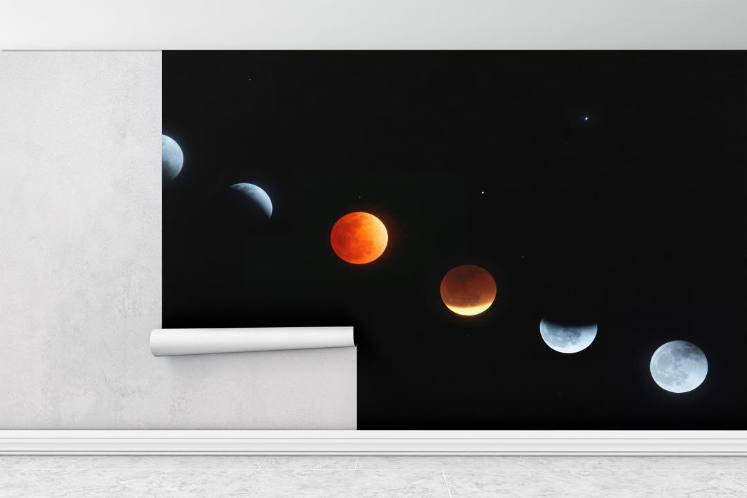 Modern Wall Decal, Space Paper Art, Moon Phases Paper Art, Landscape ...