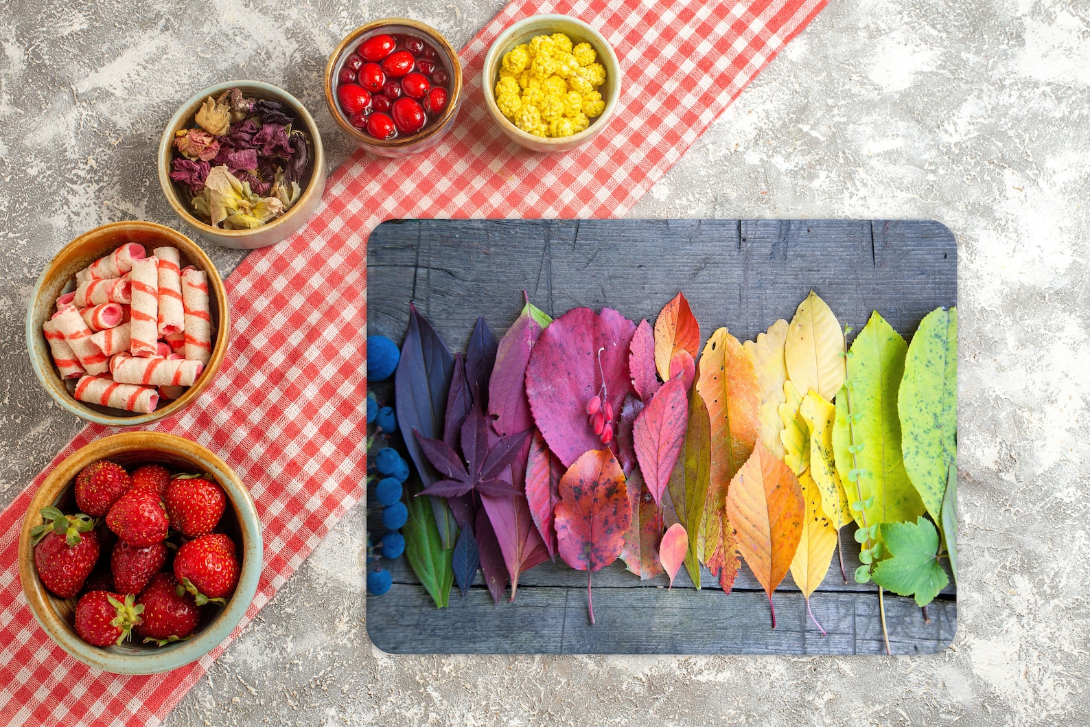Rainbow Cutting Board, Colorful Leaves Serving Board, Autumn Colors ...