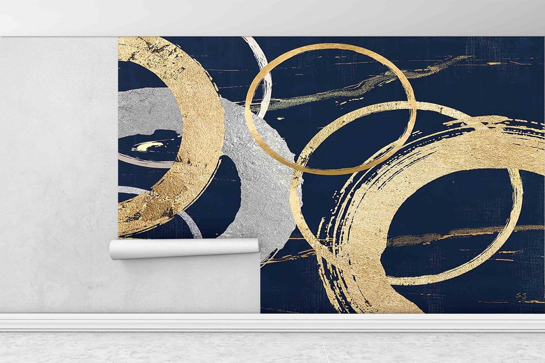 Gold Wall Decals, Layered Paper Art, Gold and Silver Rings Mural ...