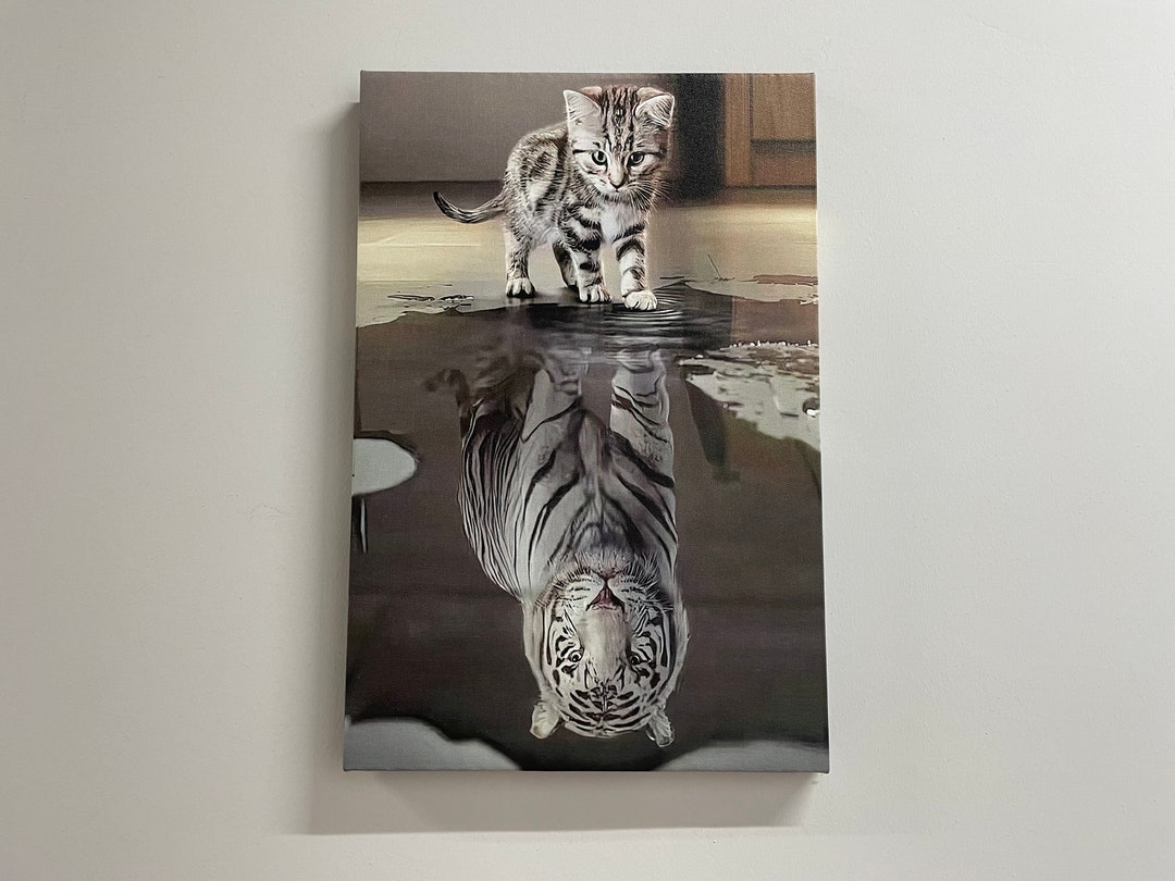 Tiger Reflection Cat, Cat Artwork, Success Canvas, Small Kitten Cat ...