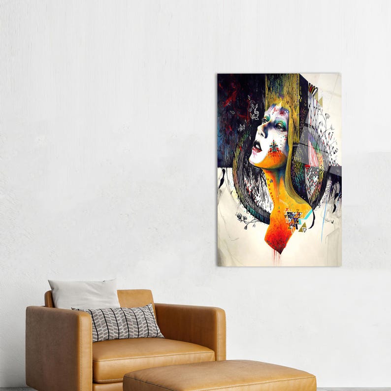 Woman Portra Glass Wall Art, Abstract Woman Portrait Wall Art, Woman ...