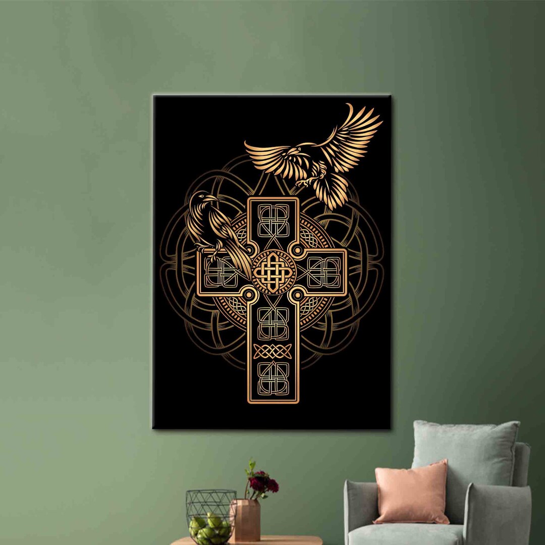 Celtic Cross, Raven Canvas, Cross Art, Celtic Cross Art Canvas ...