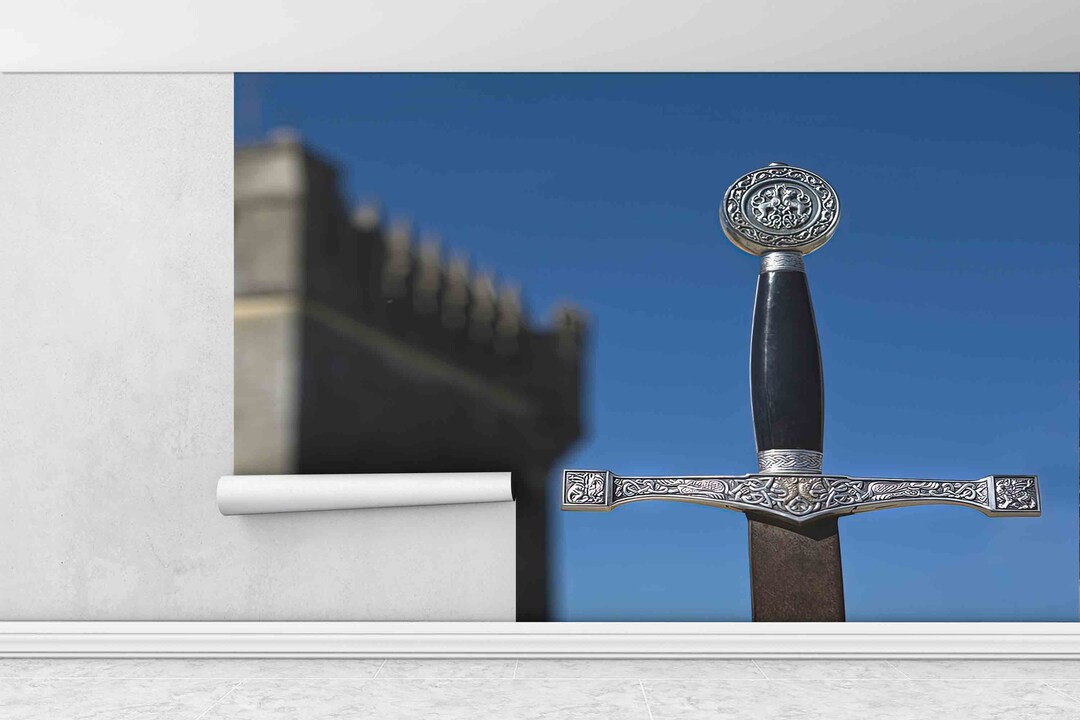 3D Wall Mural, View Mural, Sword in the Stone Wall Stickers, Art Deco ...