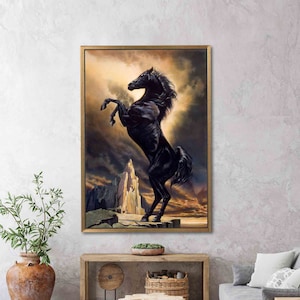 Black Stallion, Black Horse Poster, Animal Art, Black Stallion Canvas ...