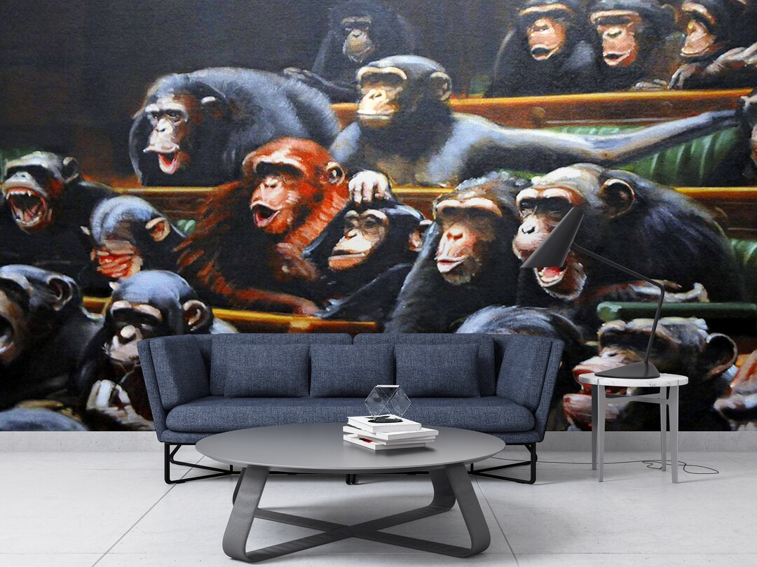 Wall Paper Peel and Stick,modern Wall Paper,banksy Monkeys Mural,3d ...