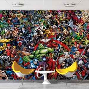 Game Room Wall Poster,marvel Heroes,bright Wall Paper,wall Paper Peel ...